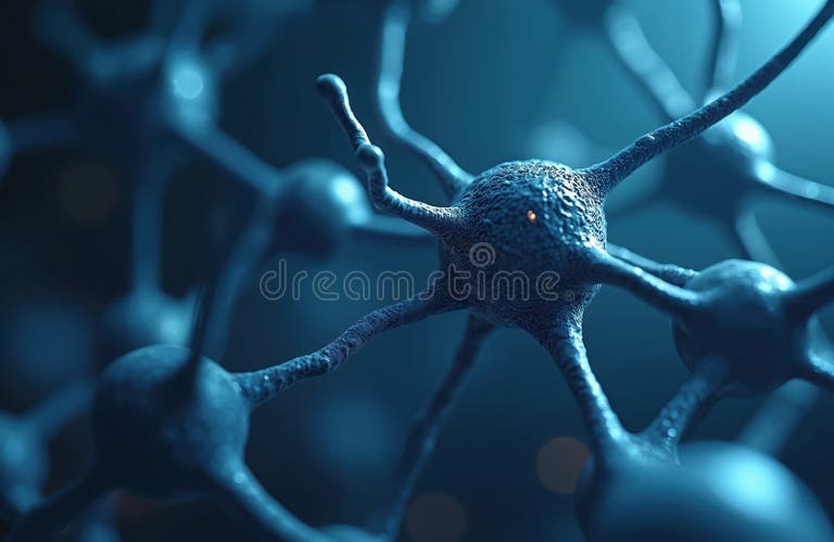 Abstract Illustration of Protein Molecules in Abstract Forms, Blue ...