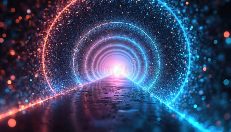 Abstract Illustration of Quantum Particles Transmitting Data Via Light ...