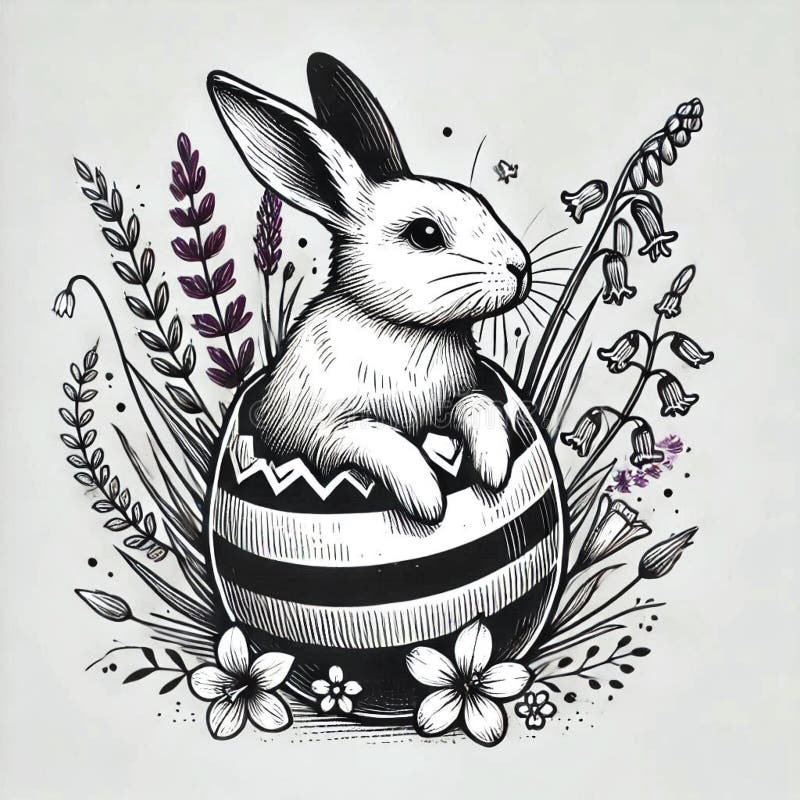 Abstract Illustration of a Rabbit Hatching from an Egg Stock ...