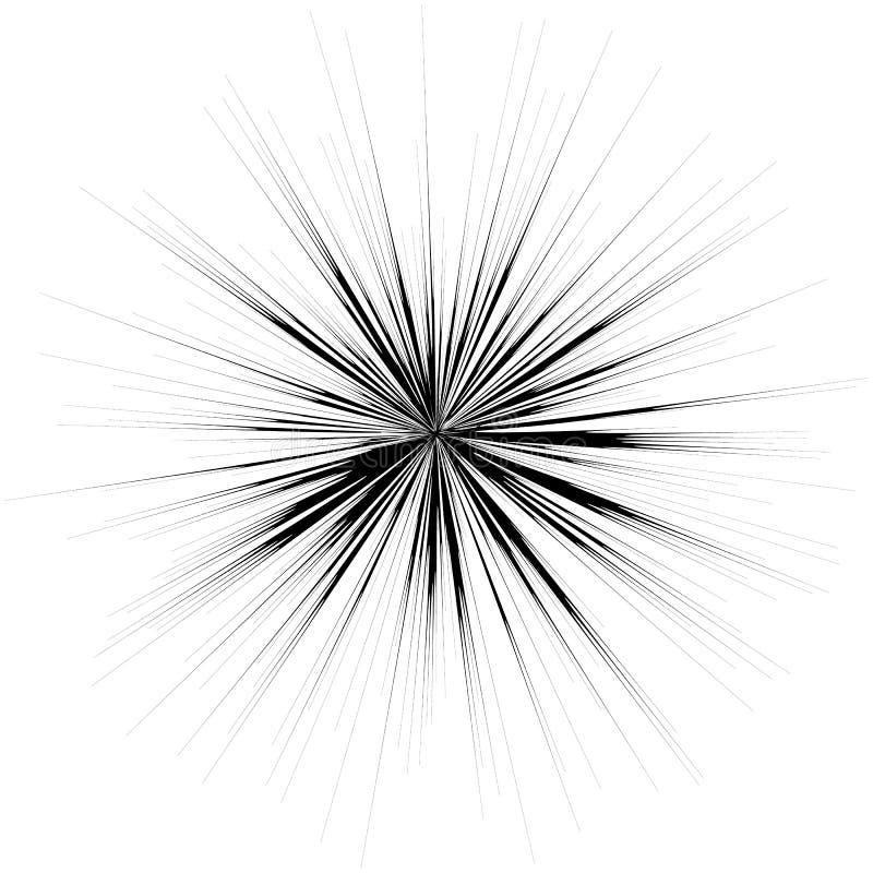 Abstract Illustration with Radial, Radiating Random Lines. Irregular ...