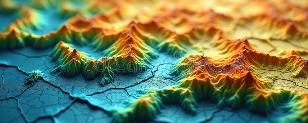Abstract Illustration of Rainfall Pattern Map, Topographic Visualization, Weather Data ...