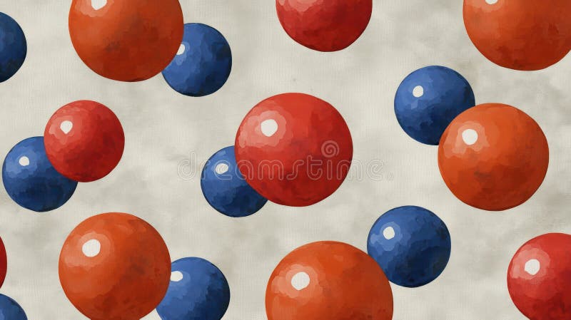 Abstract Illustration of Red and Blue Spheres on a Textured Background ...
