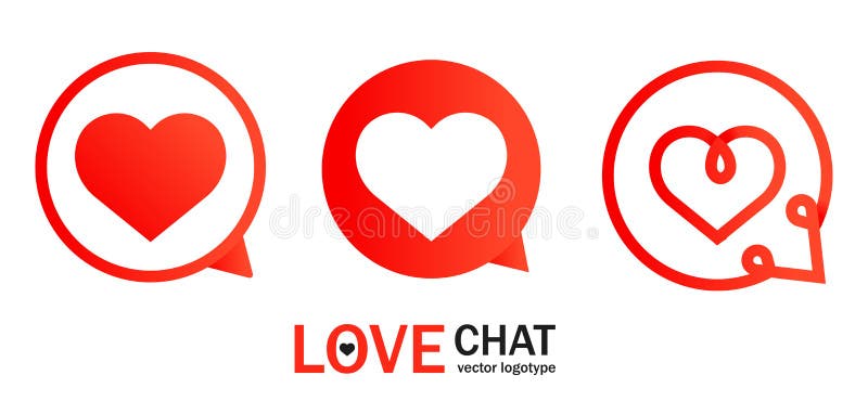 Abstract Illustration with Red Heart Chat Logo for App Design. Talk ...