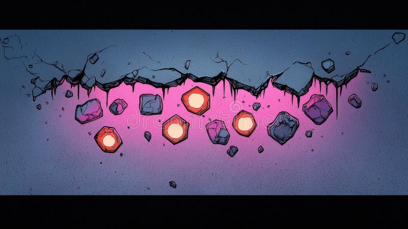 Abstract Illustration of Rocks with Glowing Elements and Vibrant ...