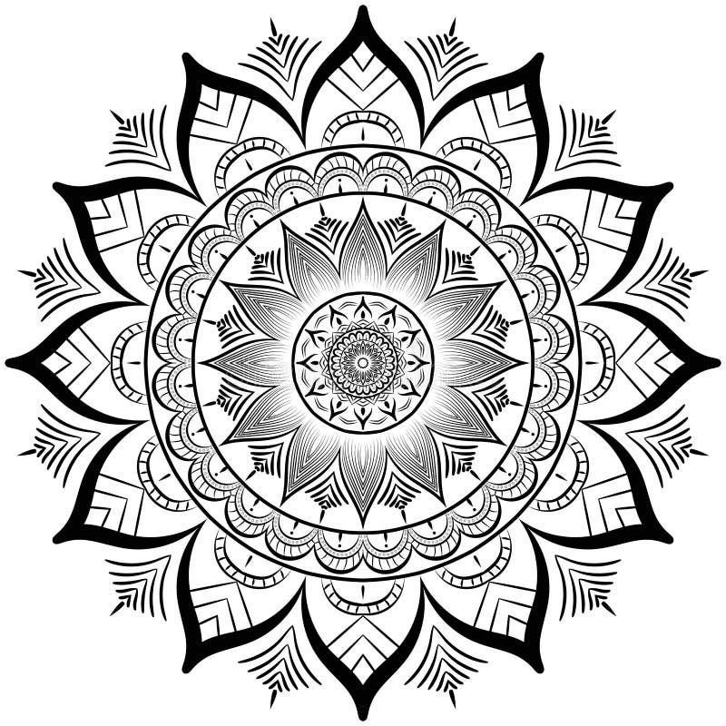 Abstract Illustration of a Round Mandala Pattern Isolated on a White ...
