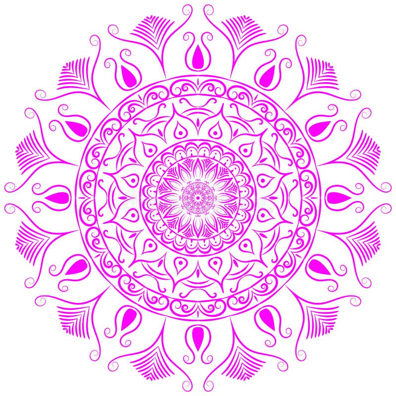 Abstract Illustration of a Round Violet Mandala Pattern Isolated on a ...