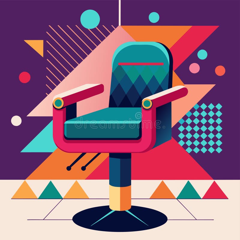 An Abstract Illustration of a Salon Chair with a Geometric Pattern ...