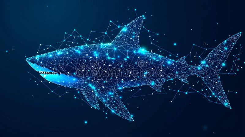 In this Abstract Illustration of a Shark, the Stars and Planets of the ...