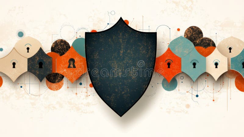 Abstract Illustration of a Shield Protecting Data Represented by ...