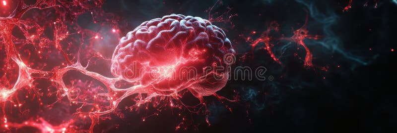 An Abstract Illustration Showcases a Human Brain Composed of Glowing ...