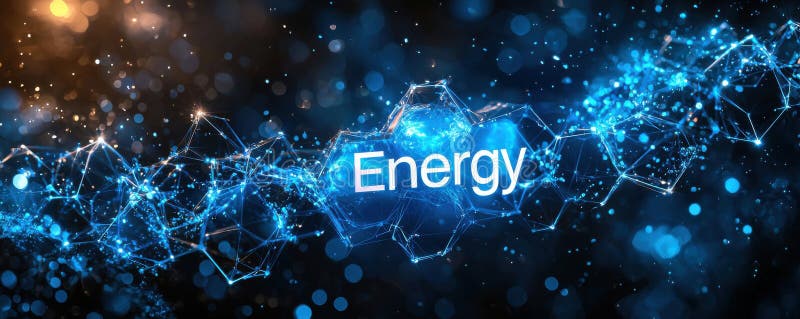 Abstract Glowing Blue Energy Network with Futuristic Molecular ...