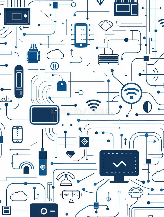 An Abstract Illustration Showing Interconnected Network Devices Such As ...