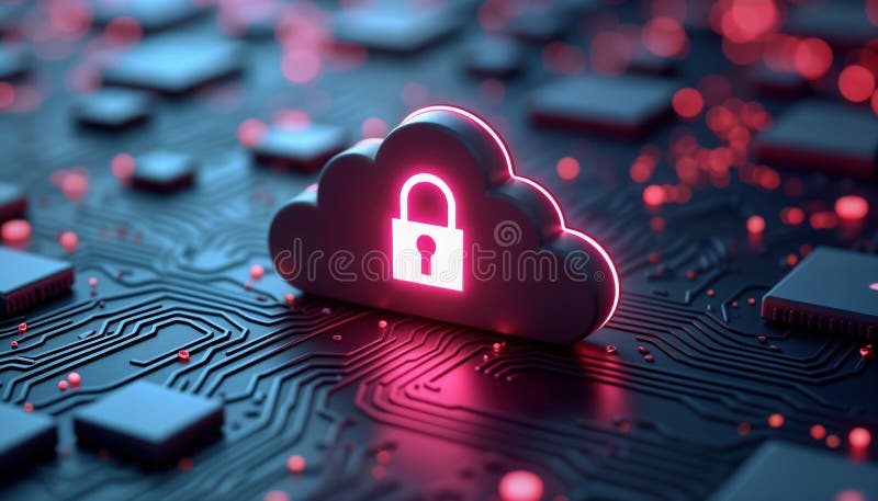 Abstract Illustration Shows Cloud Computing Security. Stylized Cloud ...