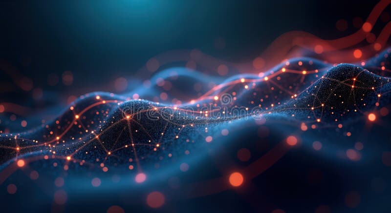 Abstract Illustration Shows Data Flow. Dynamic Network of Connected ...
