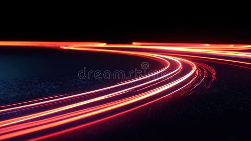 Abstract Illustration Shows Fast-moving Light Trails. Neon Light Beams ...