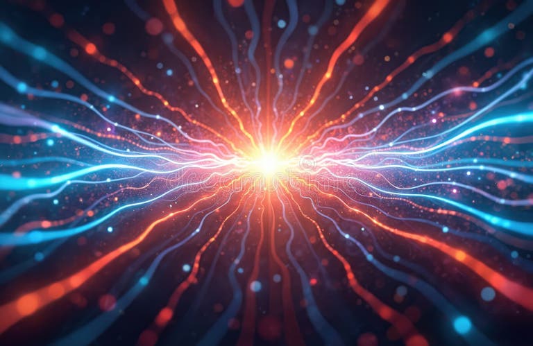 Abstract Illustration Shows Vibrant Magnetic Field Lines Converging at ...