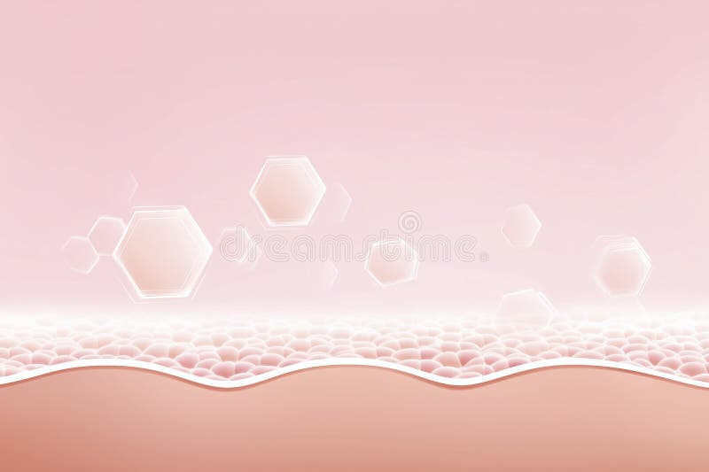 Abstract Illustration of Skin Layers with Hexagonal Structures Floating ...