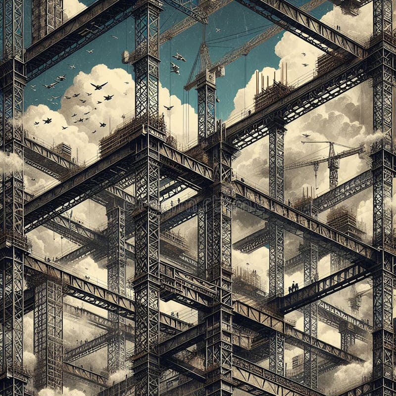Abstract Illustration of a Skyscraper Against the Clouds. Visual ...