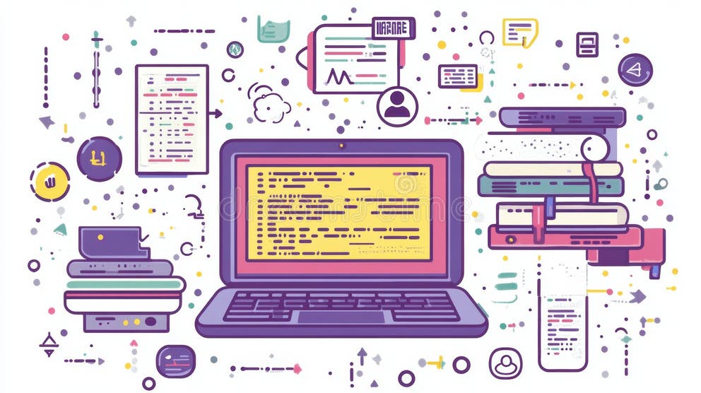 Coding and Programming Education Stock Illustration - Illustration of ...