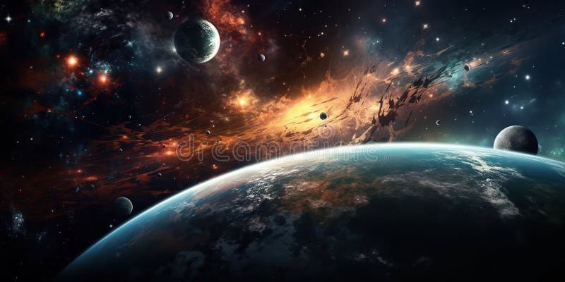 Abstract Illustration of Space on the Theme of the Origin of Life in ...