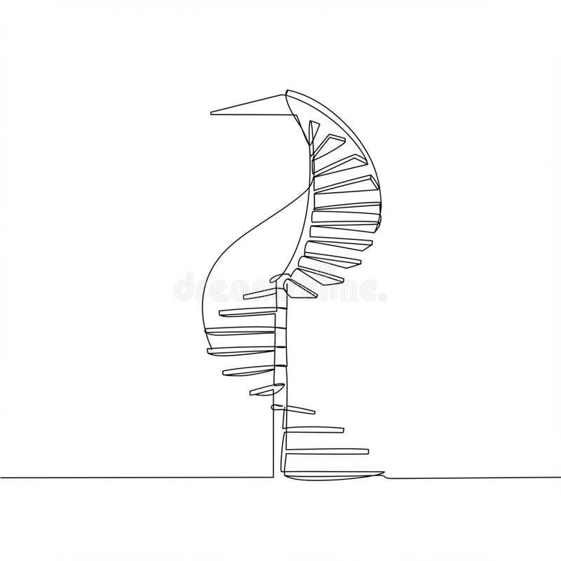Abstract Illustration of a Spiral Staircase Drawn in a Continuous Line ...
