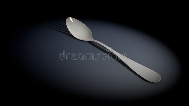 Abstract Illustration of a Spoon Illuminated by a Single Spotlight ...