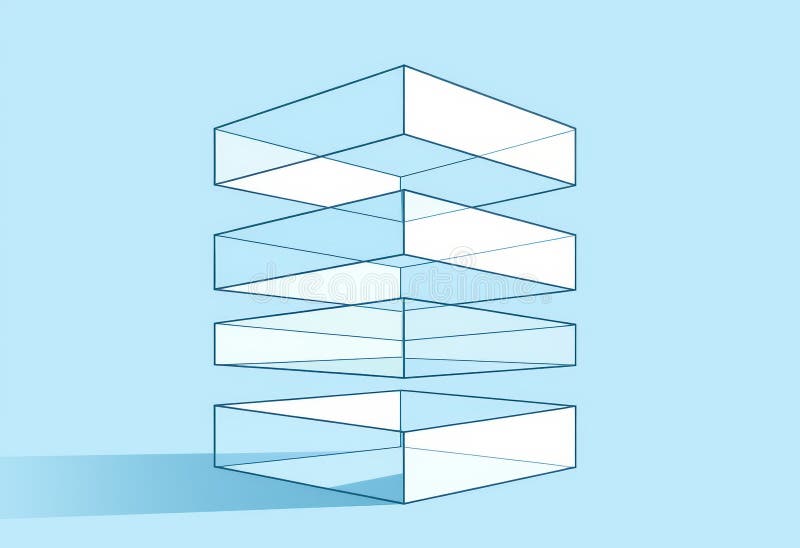 Abstract Illustration of Stacked Transparent Boxes on a Light Blue ...