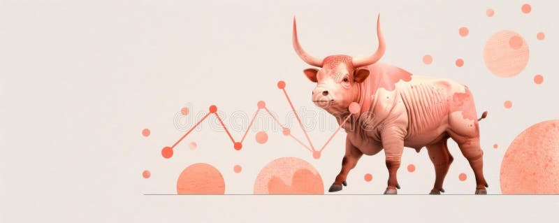 Abstract Illustration of a Strong Bull Standing Against a Backdrop of ...