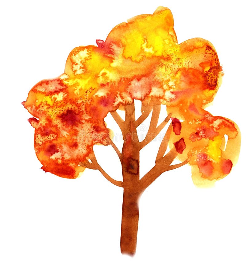 Abstract Illustration of Stylized Yellow Tree Stock Illustration ...