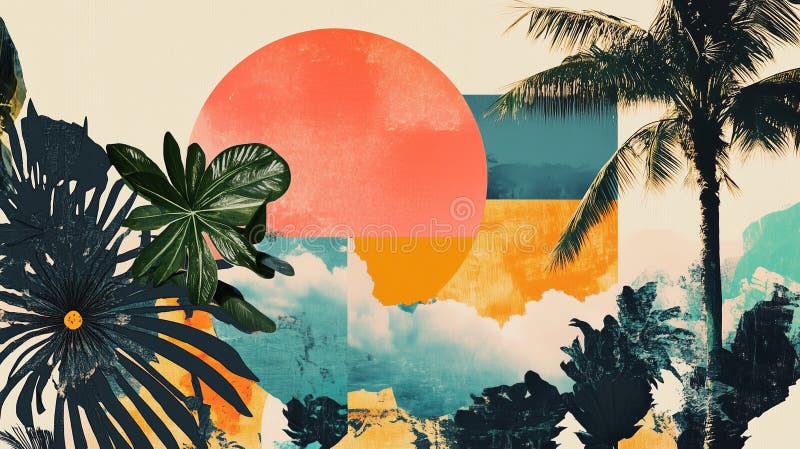 Abstract Illustration of Summer Collages. Stock Image - Image of ...