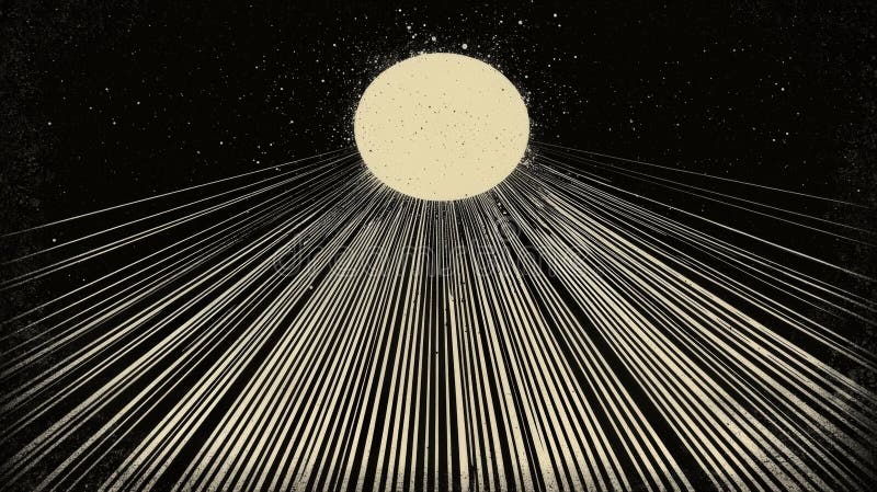 Abstract Illustration of Sun with Radiating Lines Creating Unique ...