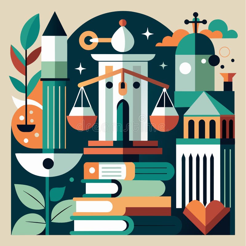 An Abstract Illustration Symbolizing the Pursuit of Knowledge, Justice ...