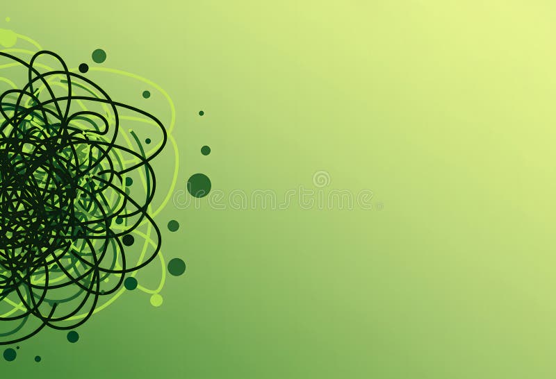 Abstract Illustration of Tangled Mass of Green Lines and Dots with ...