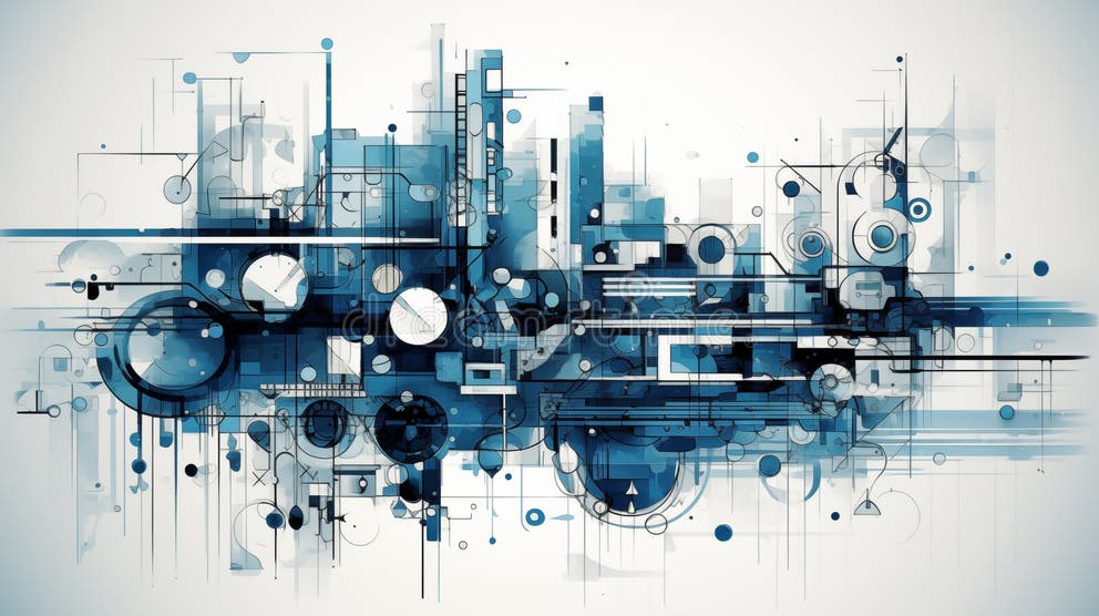 Abstract Illustration with Technical Text Mixed with Technical and ...