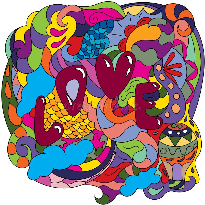 Abstract Illustration with Text Love Bright Stock Vector - Illustration ...