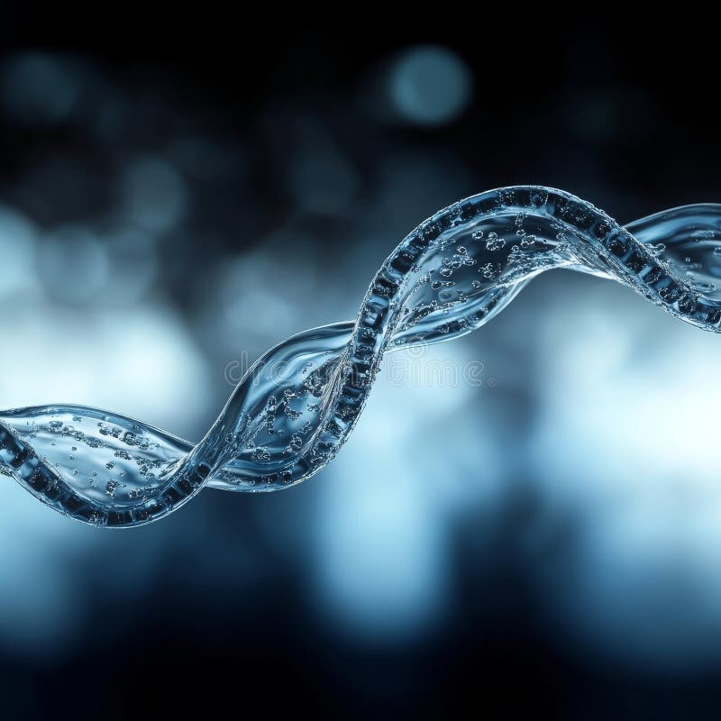 Abstract Illustration of a Translucent Blue DNA Strand Structure on ...