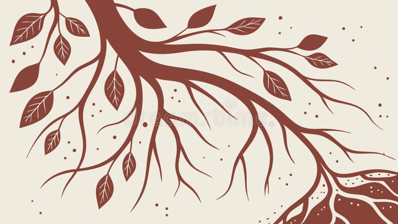 Abstract Illustration of a Tree Branch with Stylized, Linear Details ...