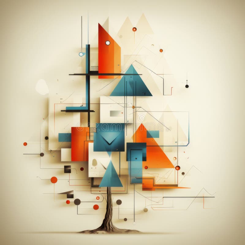 Abstract Illustration of a Tree with Geometric Shapes Stock ...