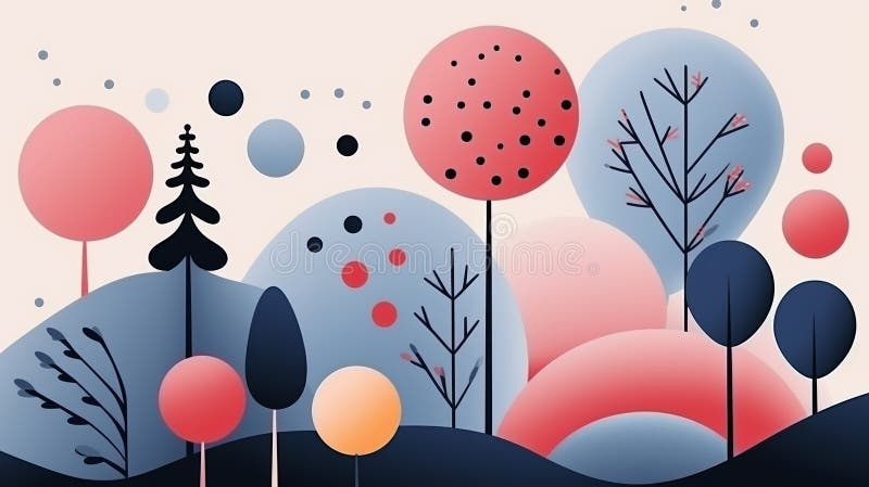 An Abstract Illustration of Trees and Bushes Stock Illustration ...