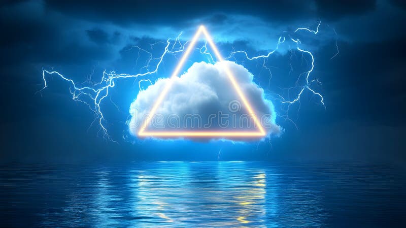 Abstract Illustration of a Triangle with Lightning and Cloud Stock ...