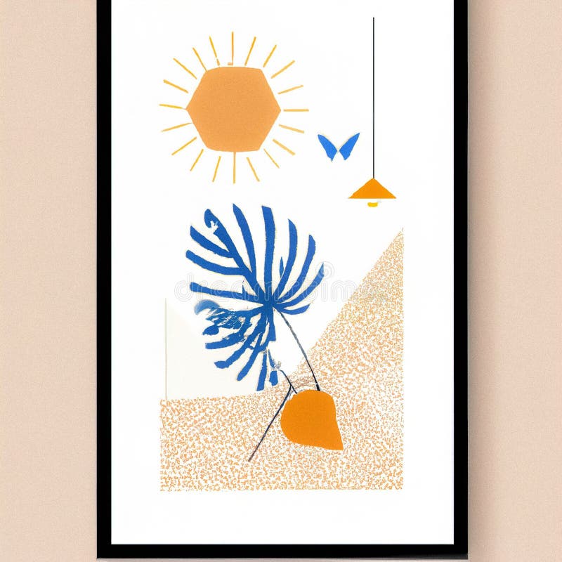 Abstract Illustration with a Tropical Plant and Sun for a Poster Stock ...