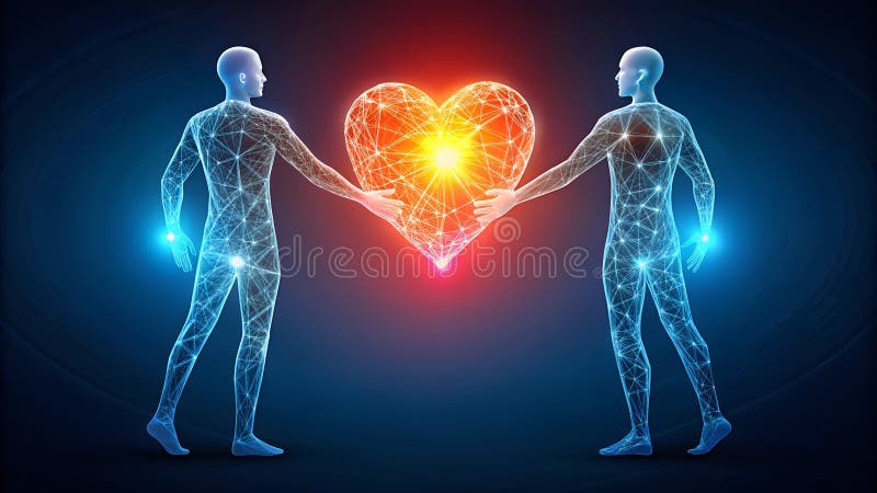 An Abstract Illustration of Two Figures Connected by a Flowing Line ...