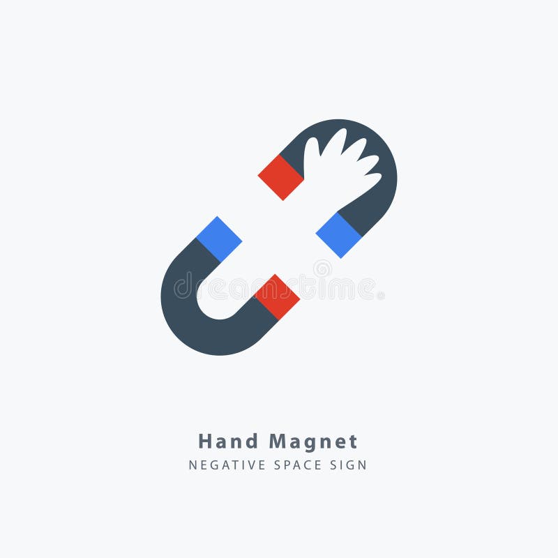 An Abstract Illustration of Two Magnets and Hand Silhouette. Negative ...