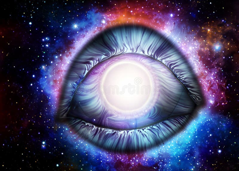 Abstract Illustration of Universe and Looking Eye, Meditation Concept ...