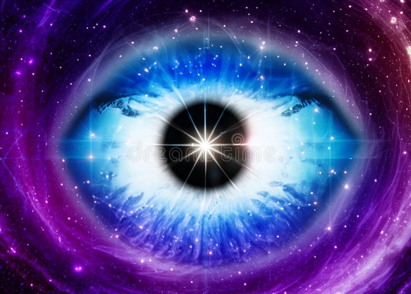 Abstract Illustration of Universe and Looking Eye, Meditation Concept ...