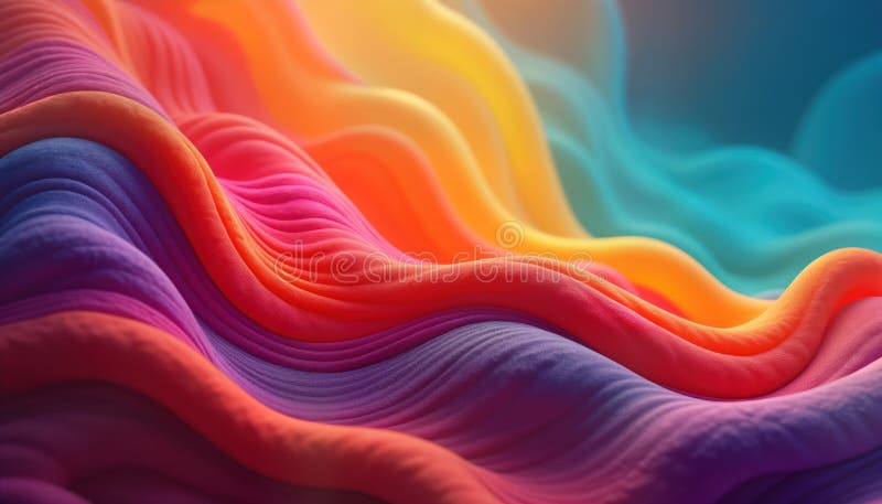 Abstract Illustration with Vibrant Colors. Fluid Wavy Patterns Create ...