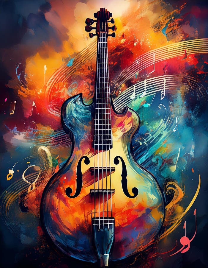 Abstract Illustration with Violin and Musical Notes Stock Illustration ...