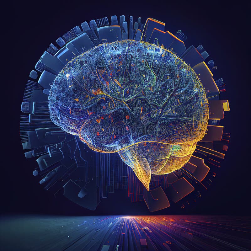 Virtual Brain. Generative AI Stock Illustration - Illustration of ...
