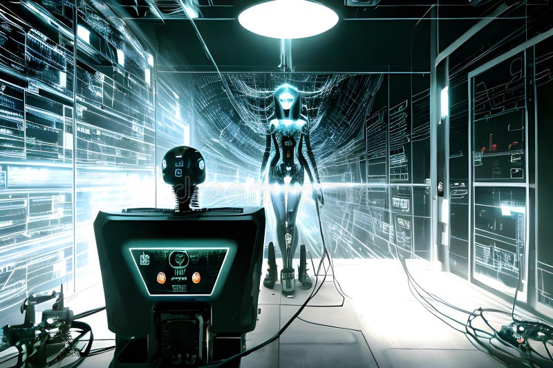 Virtual Reality and Android Illustration Stock Illustration ...