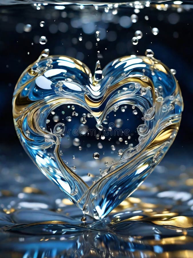 Abstract Illustration of Water Splashes Converging into a Heart-shaped ...